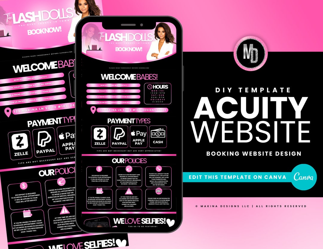 DIY ACUITY WEBSITE Template, Edit on Canva, Acuity Booking, Acuity ...