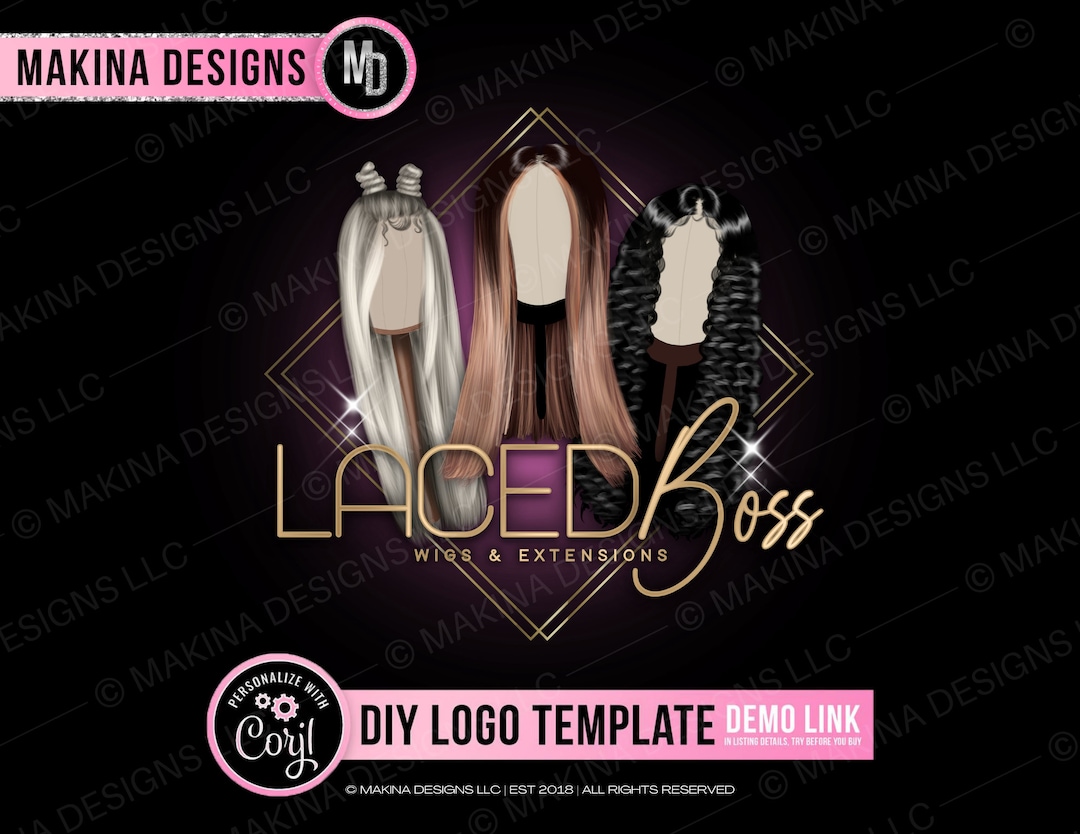 Hair Logo, Hair Logo Design, Wig Logo, Logo Template, Hair Extension ...