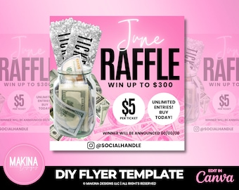 Giveaway Flyer Template Canva Template Giveaway Raffle - Etsy