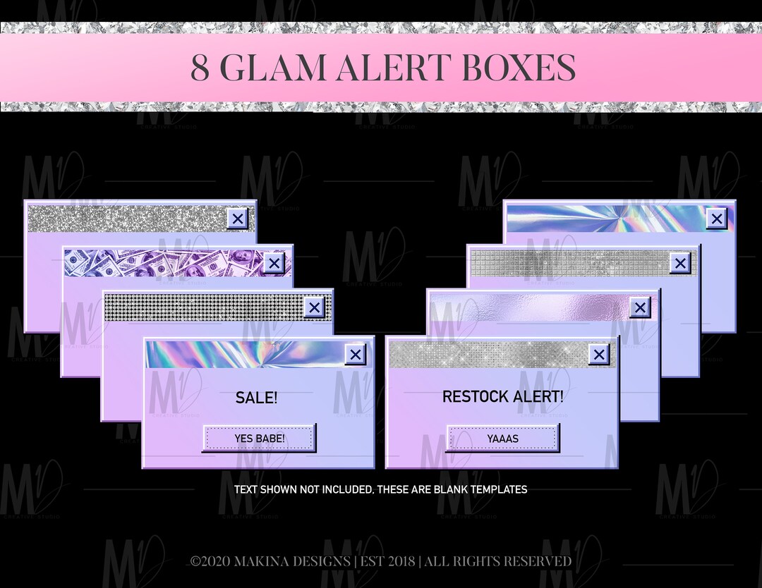 ALERT BOX TEMPLATES, Blank Post, Glitter Border, Premade Social Media ...