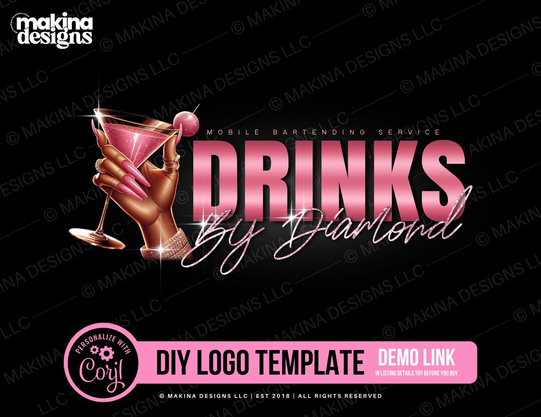 Bartender Logo, DIY Logo Template, Mobile Bartending Logo Design ...