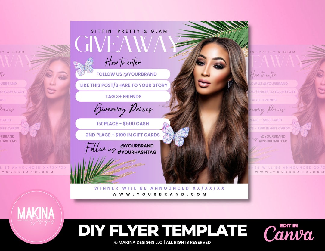 Giveaway Flyer Template, Canva Template, Giveaway Raffle Social Media ...
