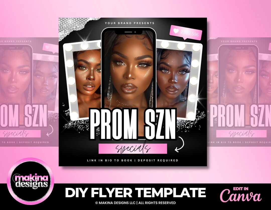 Editable Prom Bookings Flyer, Full Set Nails, Lash Extensions, Wigs ...