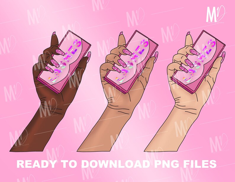 LASH BOX CLIPART Nails Png Hand Painted Nails Hand - Etsy