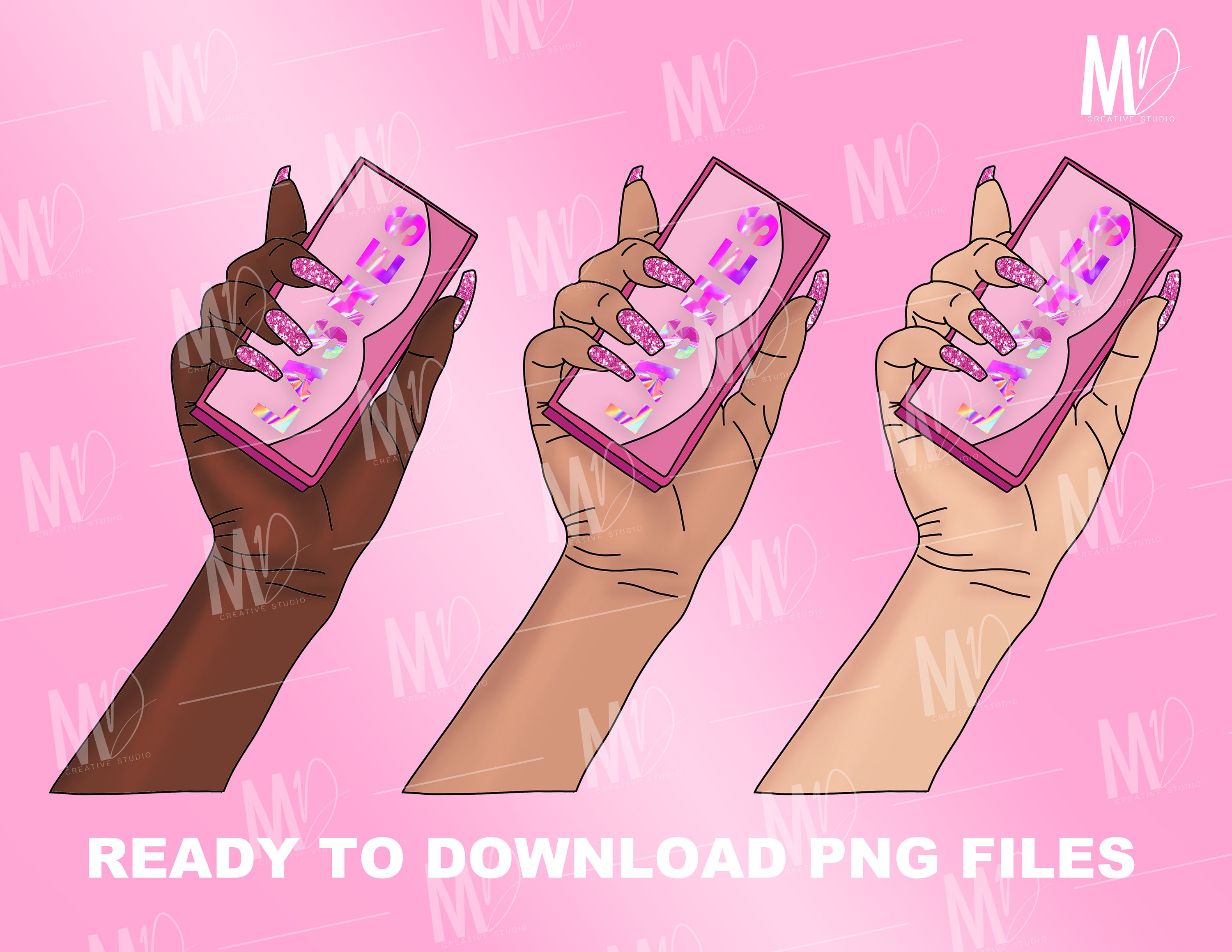 LASH BOX CLIPART Nails Png Hand Painted Nails Hand - Etsy