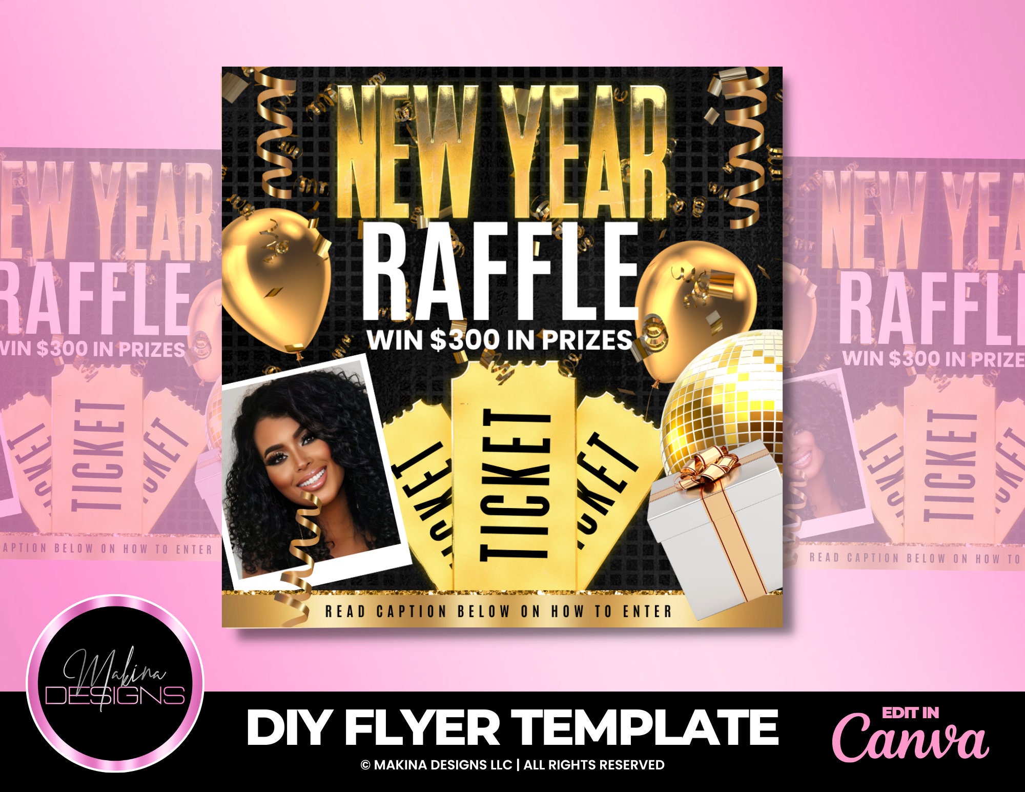 New Year Raffle Flyer, Holiday Giveaway, Holiday Raffle, Raffle Flyer ...