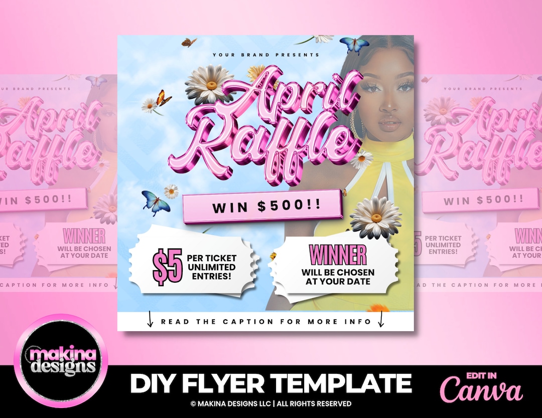 Raffle Flyer Template, Canva Template, Giveaway Raffle Social Media ...