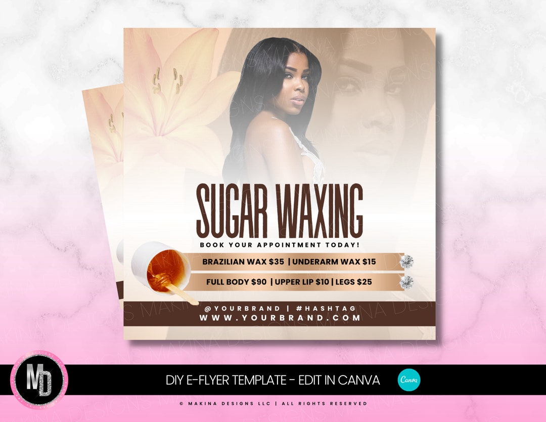 SUGAR WAXING FLYER, Feminine Care Flyer, Canva Template, Waxing ...