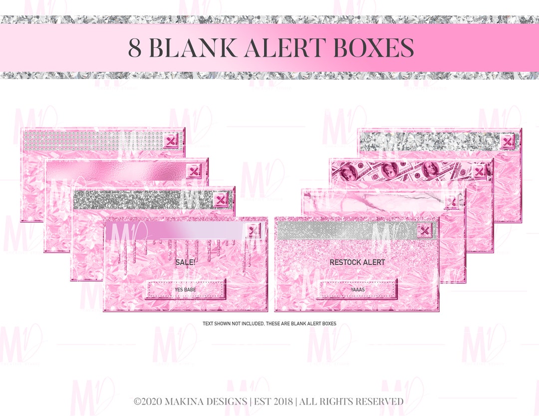 ALERT BOX TEMPLATES, Blank Post, Glitter Border, Premade Social Media ...
