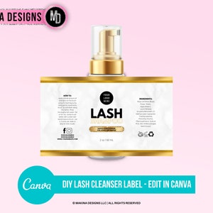 DIY Eyelash Cleanser Foam Label, Lash Bath, Lash Cleanser Sticker, Lash ...