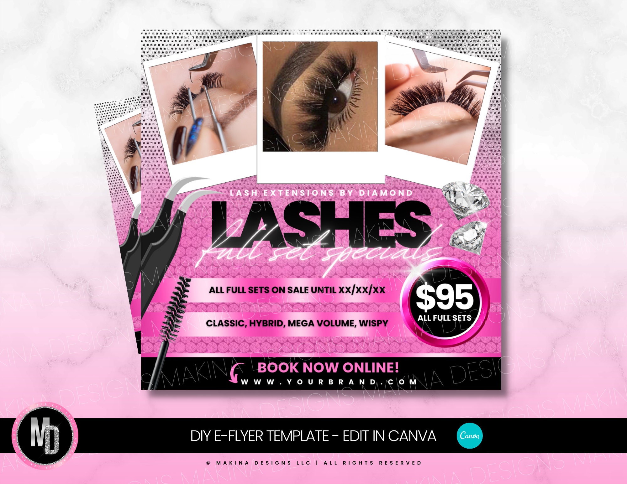LASH EXTENSIONS E-FLYER Template Social Media Engagement - Etsy