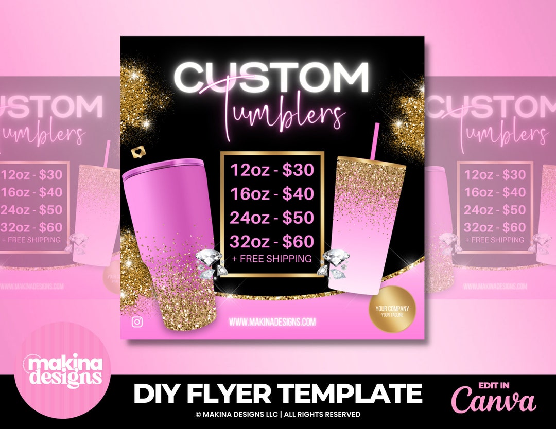 Editable Tumbler Flyer, Tumbler Promotion Flyer, Custom Tumblers ...