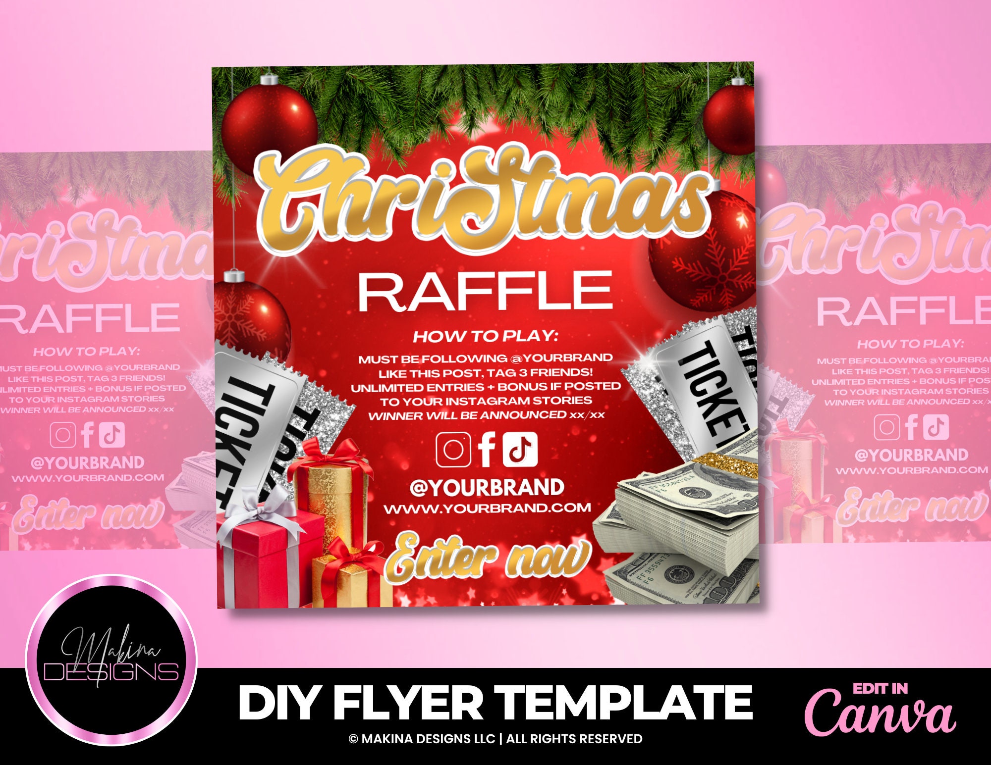 Christmas Raffle Poster Templates