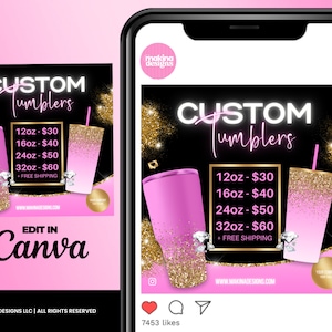 Editable Tumbler Flyer, Tumbler Promotion Flyer, Custom Tumblers ...