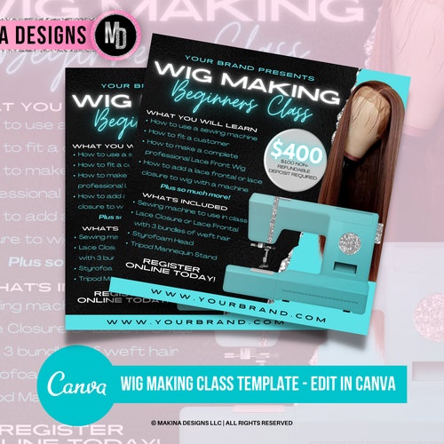 WIG CLASS TEMPLATE Wig Class Flyer Social Media Post - Etsy