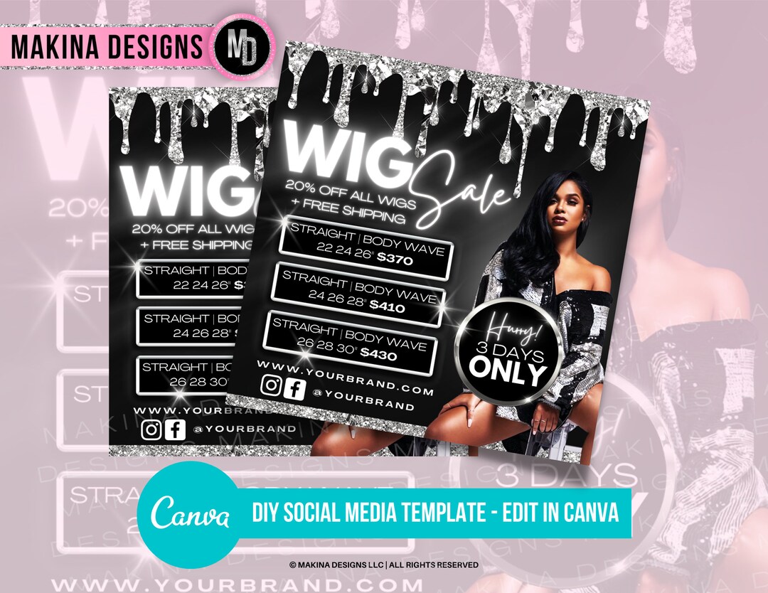 WIG SALE TEMPLATE, Wig Sale Flyer, Social Media Post, Instagram Flyer ...