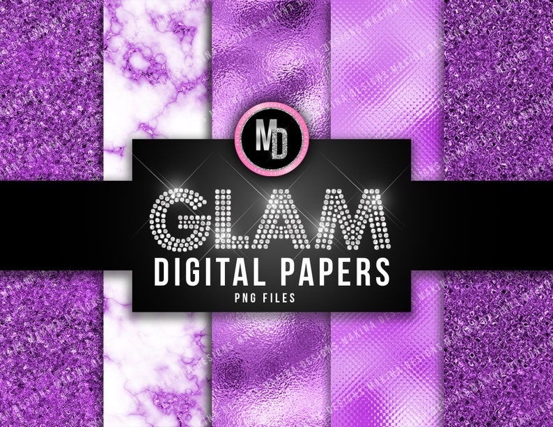 GLAM DIGITAL PAPER Glam Textures Glitter Textures Purple - Etsy