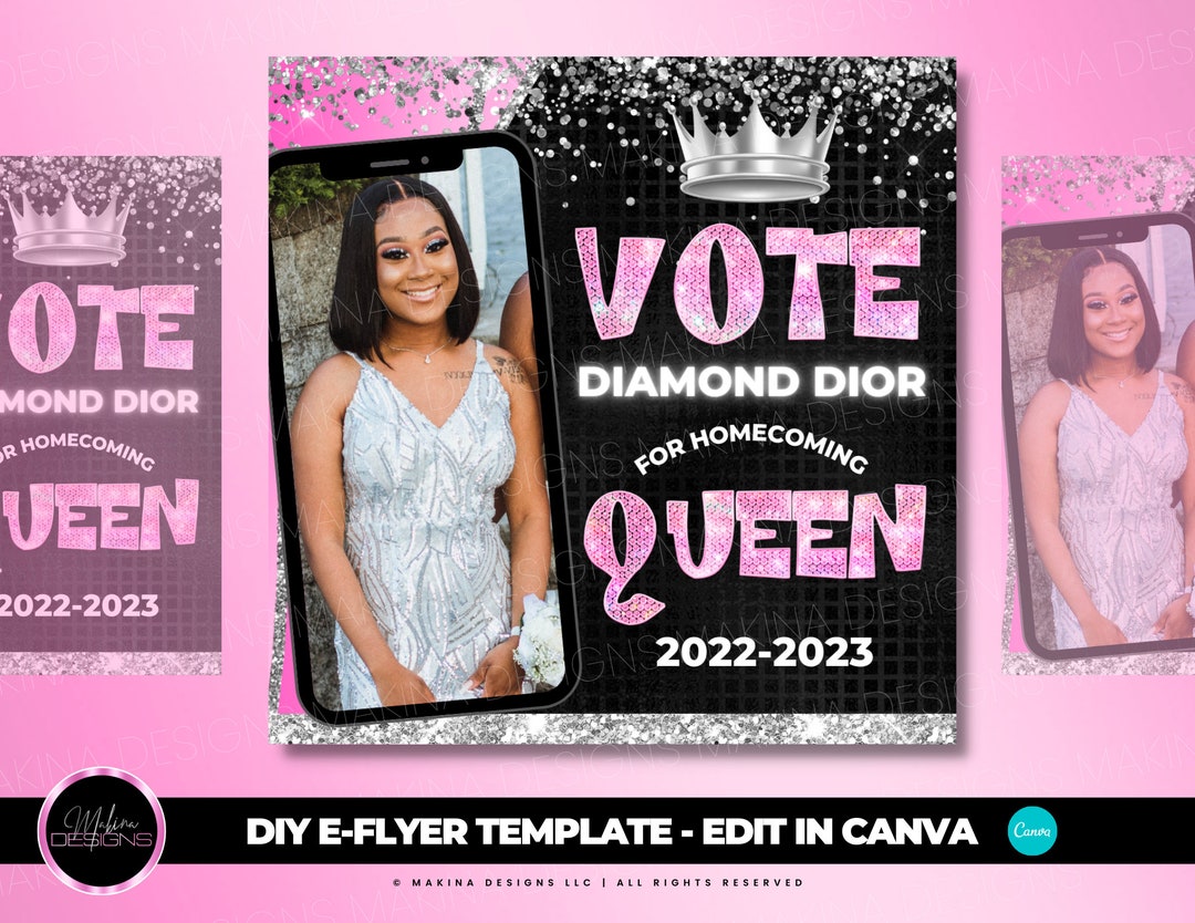 Vote Homecoming Queen Flyer, Homecoming Flyer, Class Flyer, Campaign ...