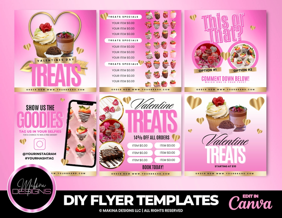 Valentines Desserts Flyer Set, Bakery E-flyer, Baking Sale Flyer ...