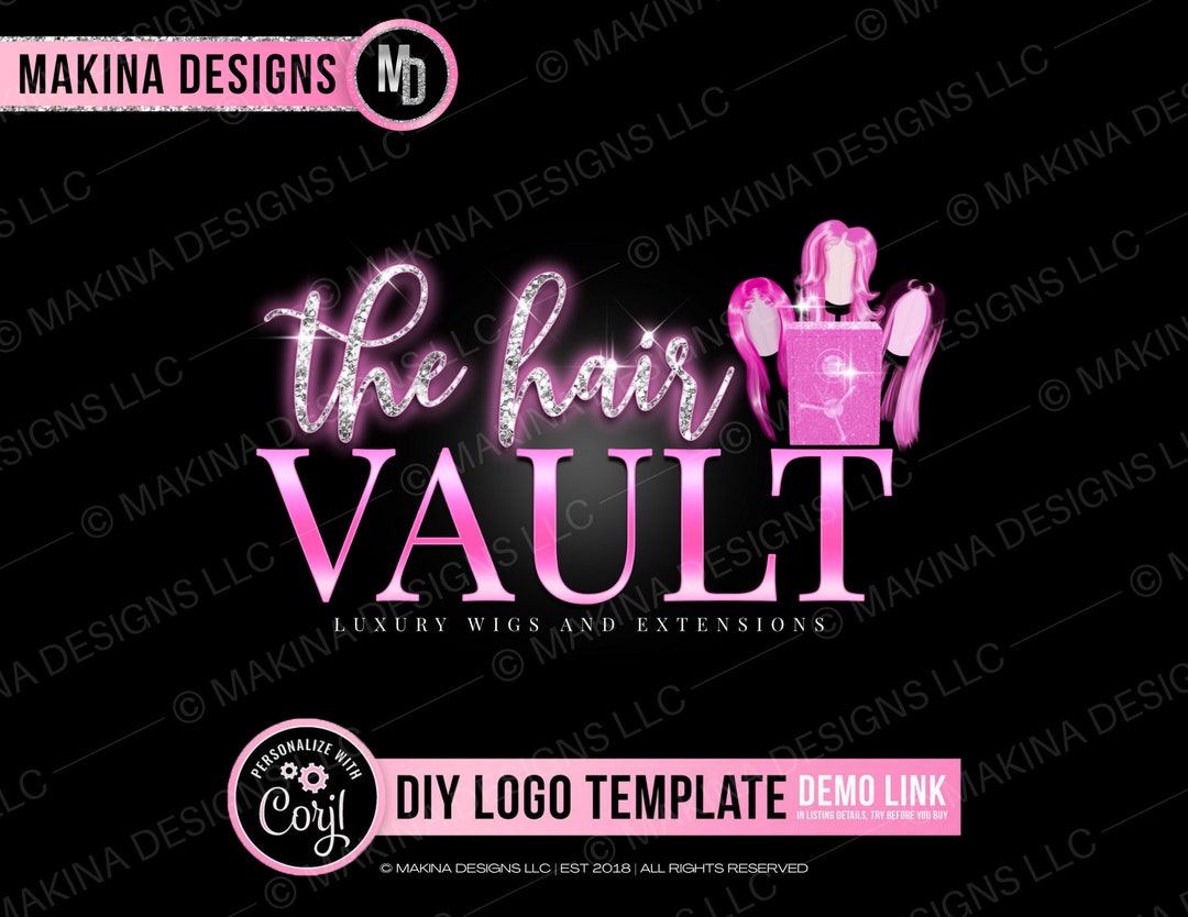 Hair Logo, Hair Logo Design, Wig Logo, Logo Template, Hair Extension ...