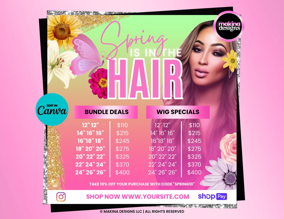Spring Hair Specials Template, Social Media Engagement Templates, Hair ...