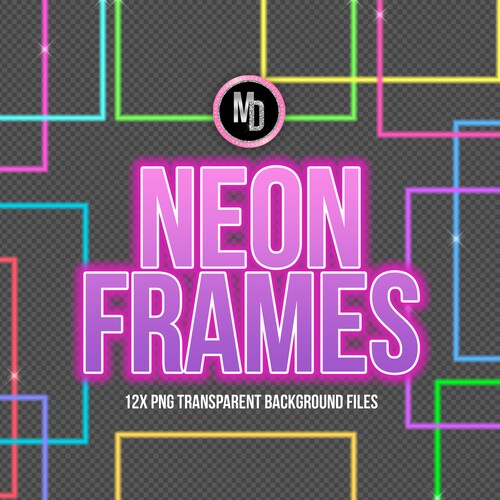 NEON FRAMES Png Files Neon Frames Glam Frames Square - Etsy
