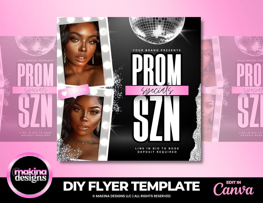 Editable Prom Bookings Flyer, Full Set Nails, Lash Extensions, Wigs ...