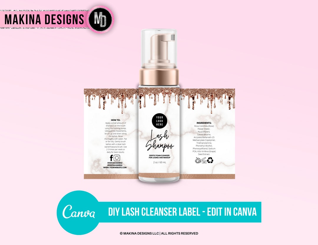 DIY Eyelash Cleanser Foam Label, Lash Bath, Lash Cleanser Sticker, Lash ...