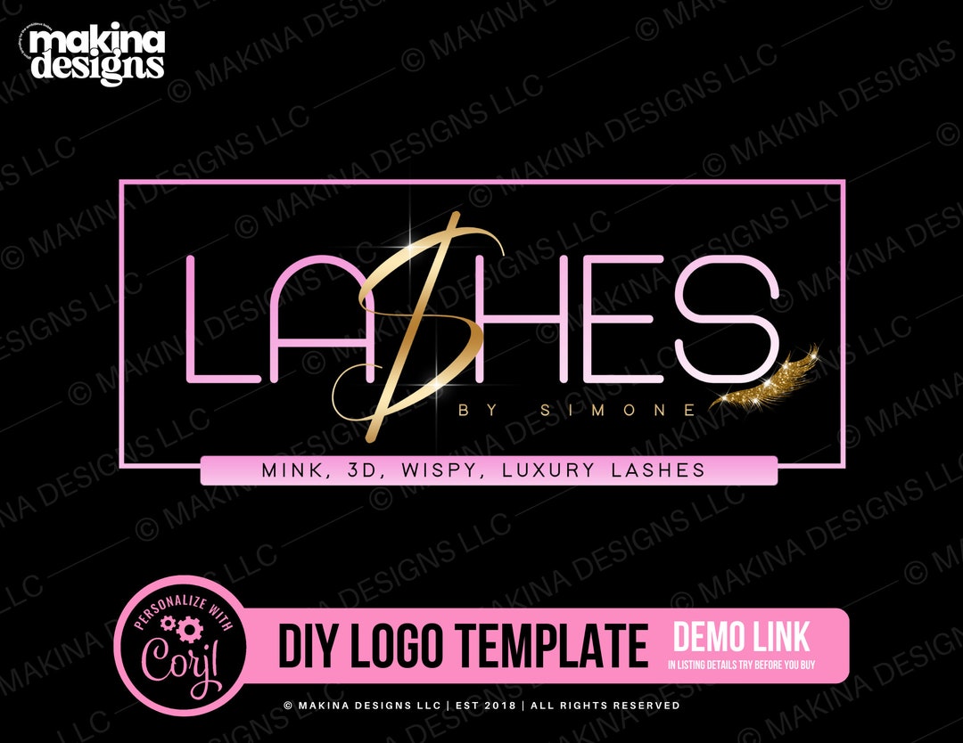 Lash Logo Design, DIY Logo Template, Logo, Eyelash Premade Logo, Logo ...