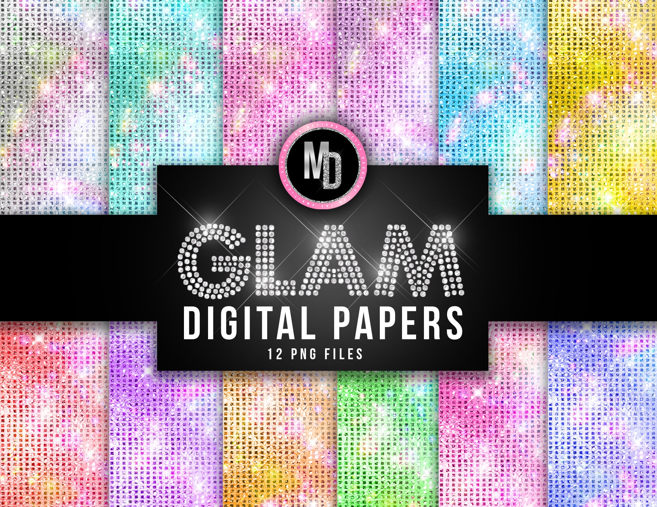 GLAM DIGITAL PAPER Glam Textures Glitter Textures Diamond - Etsy