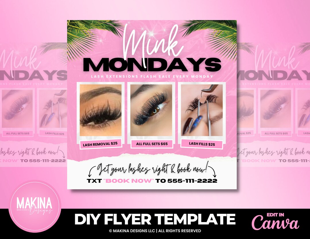 Lash Extensions Sale Flyer, Mink Monday Lashes Flyer, Lash Extensions ...