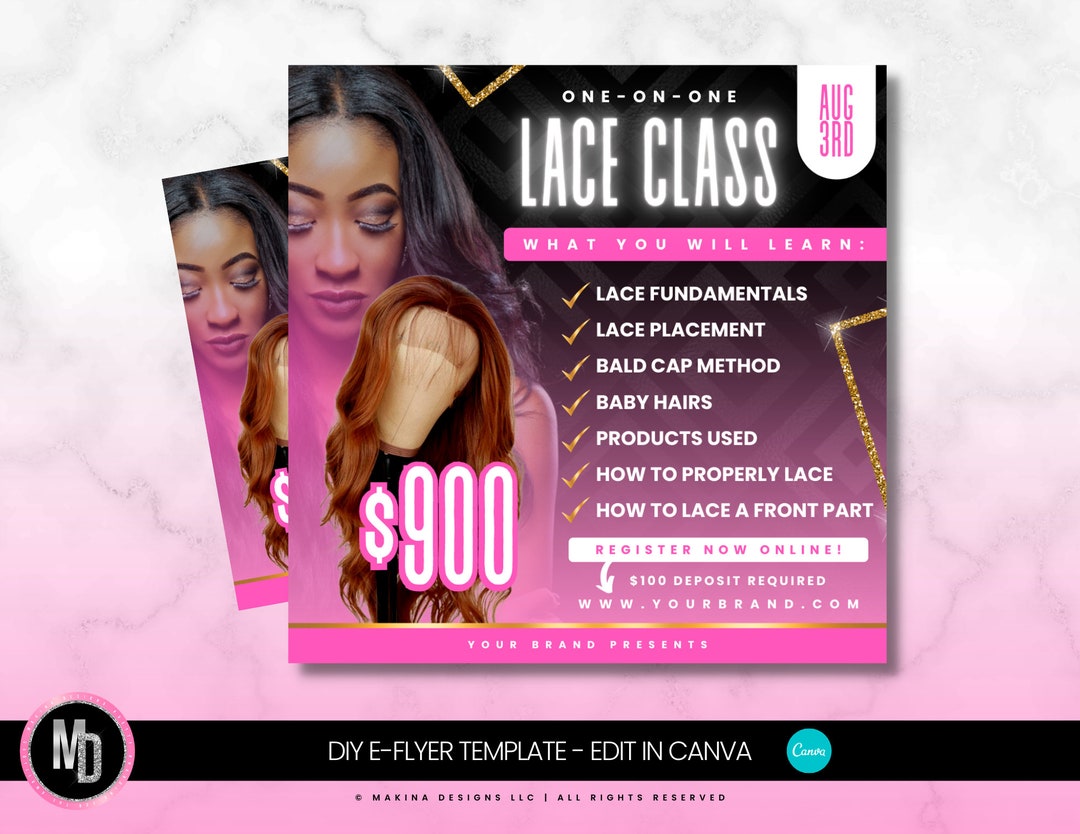 LACE CLASS E-FLYER Template, Social Media Engagement Templates, Hair ...