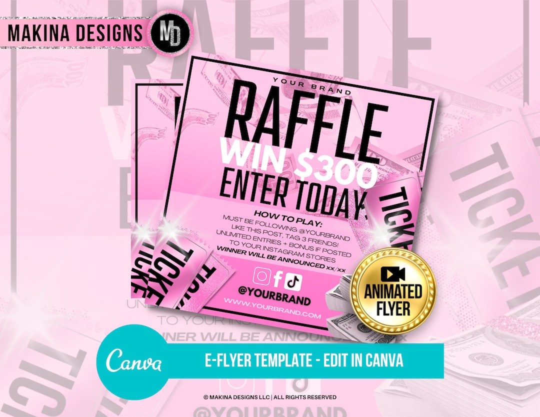 ANIMATED RAFFLE E-FLYER Template, Canva Template, Raffle Social Media ...