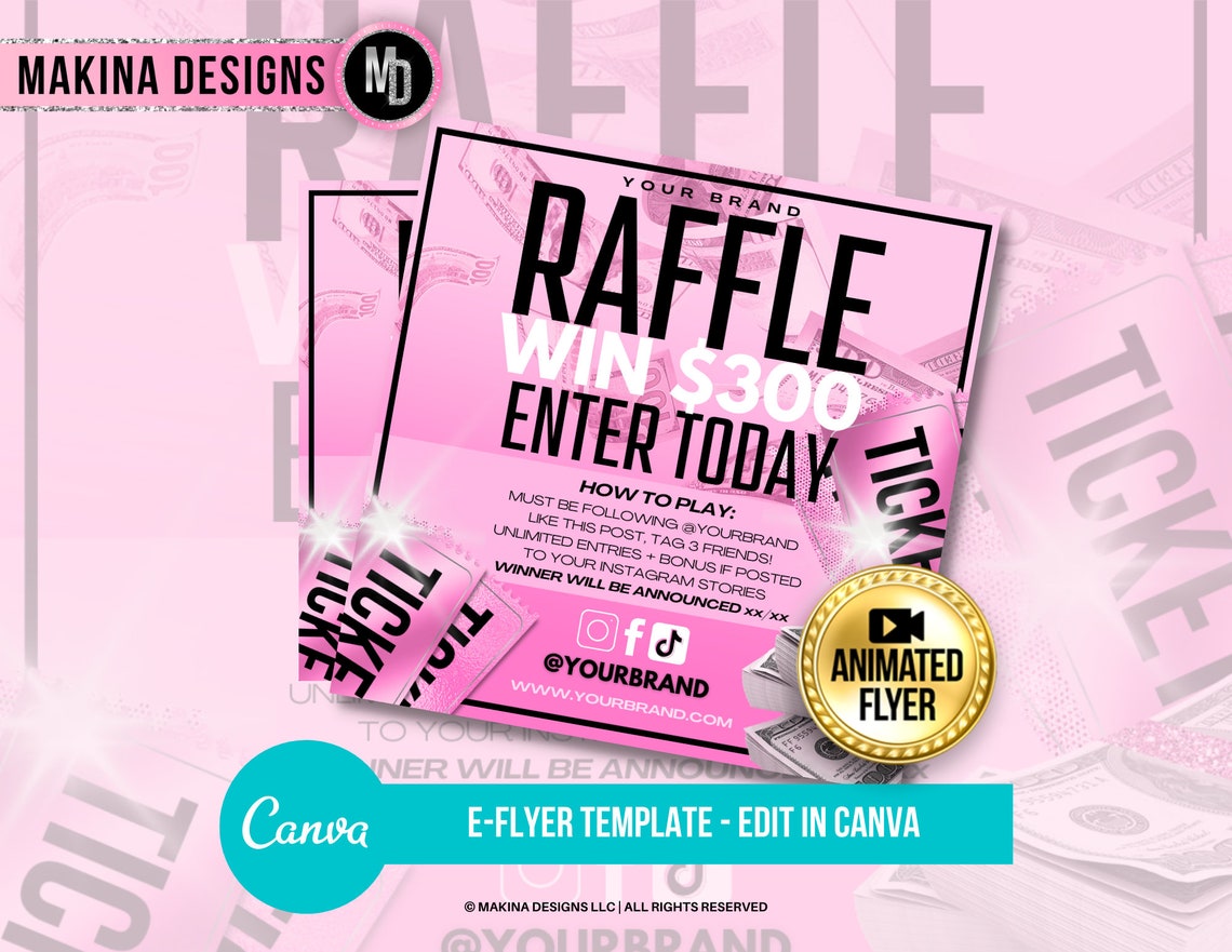 ANIMATED RAFFLE E-FLYER Template Canva Template Raffle | Etsy