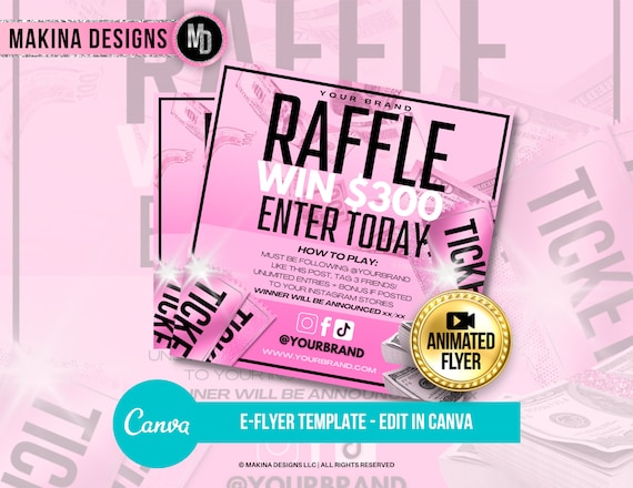 ANIMATED RAFFLE E-FLYER Template Canva Template Raffle | Etsy