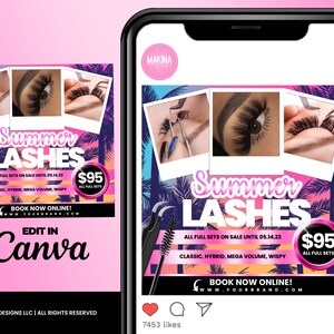 Summer Lash Extensions Flyer, Summer Lashes, Lash Extensions Sale ...