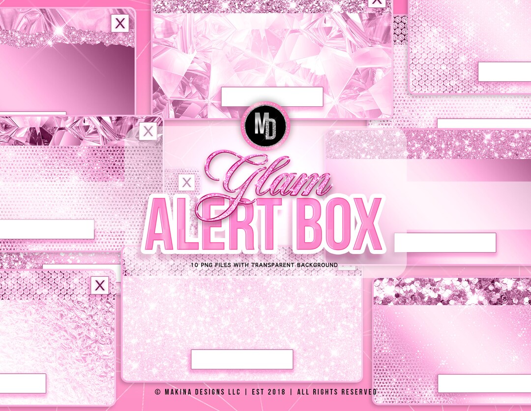 GLAM ALERT BOX, Blank Glam Alert, Blank Post, Glitter Border, Premade ...
