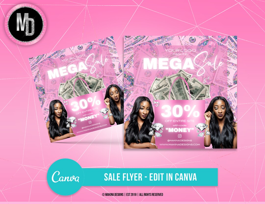 SOCIAL MEDIA FLYER, Mega Sale Flyer, Sale Flyer, Instagram Flyer, Pink ...