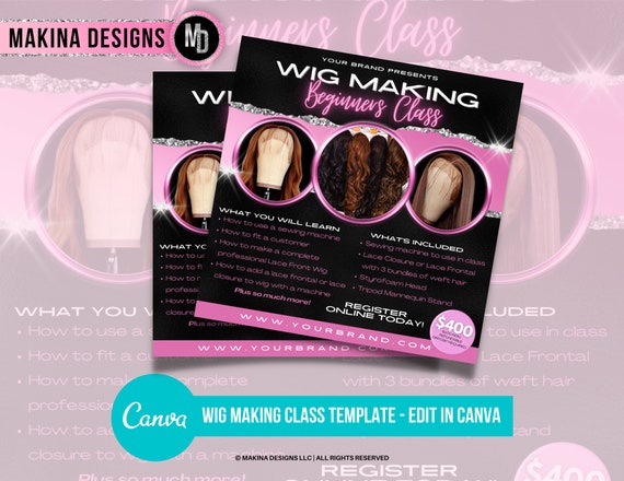 WIG CLASS TEMPLATE Wig Class Flyer Social Media Post | Etsy