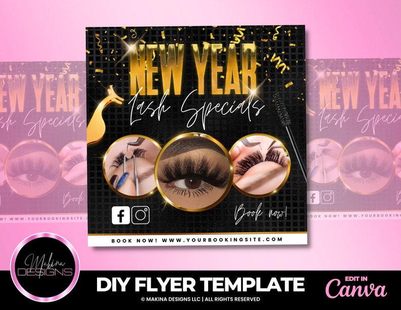 New Year Lashes Sale Flyer New Year Lashes Booking Lash - Etsy