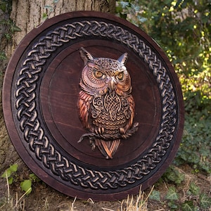 Viking Shield,owl Shield,viking Wall Decor,wood Wall Art,handmade Home ...