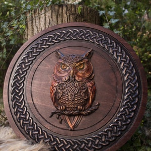 Viking Shield,owl Shield,viking Wall Decor,wood Wall Art,handmade Home ...