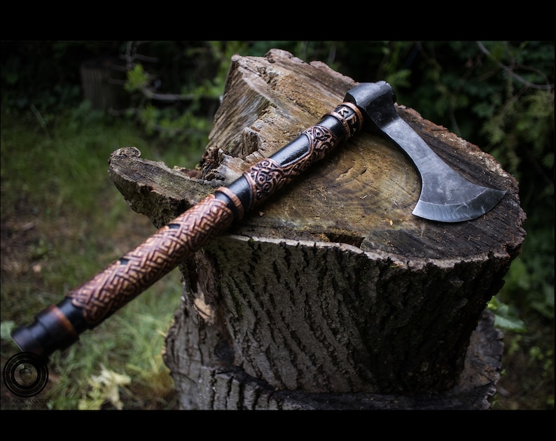 Viking Axe Thor's Mjolnir Francisca Ax With Full 3D Relief Carved ...