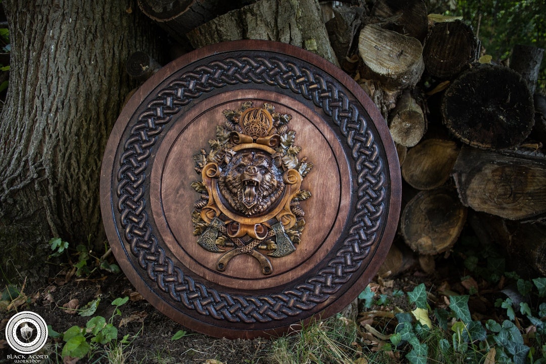 Handmade Viking Bear Shield: Wood Wall Decor - Etsy