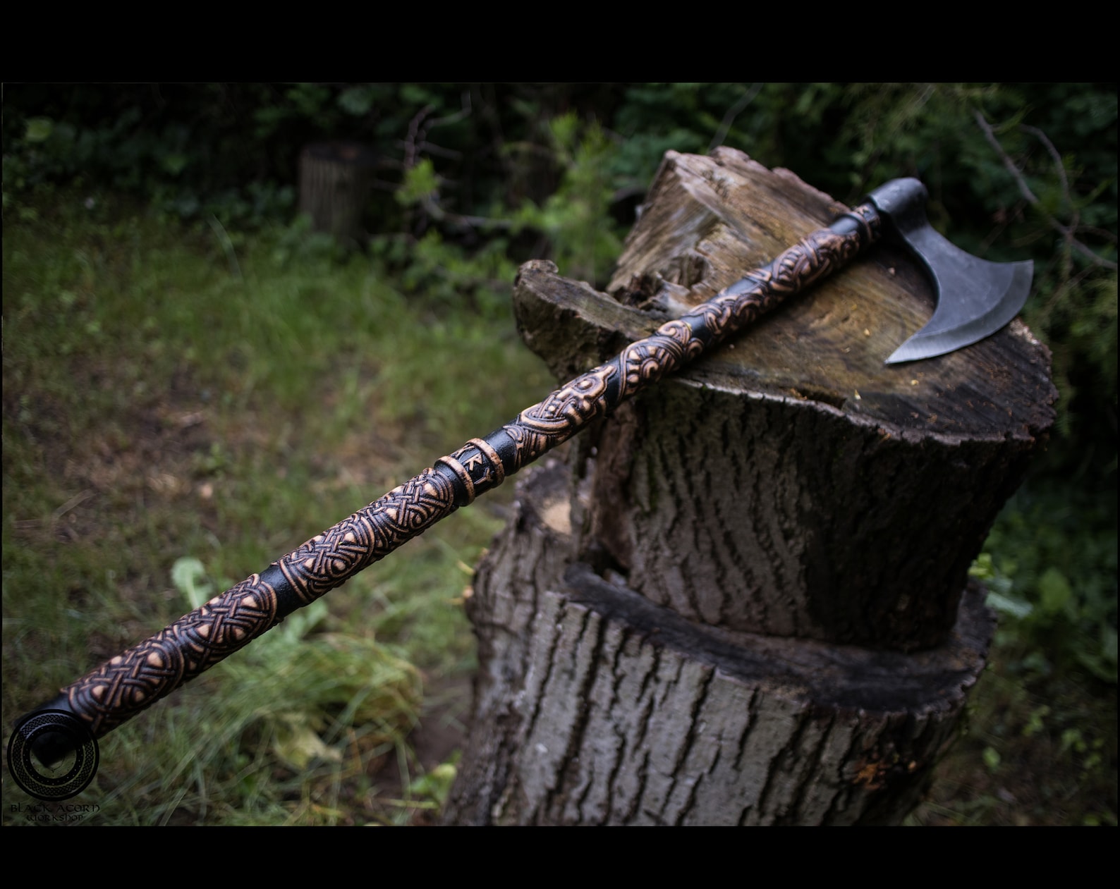 Viking Axe Norse Drake Two Handed Ax Full 3D Relief Carved - Etsy