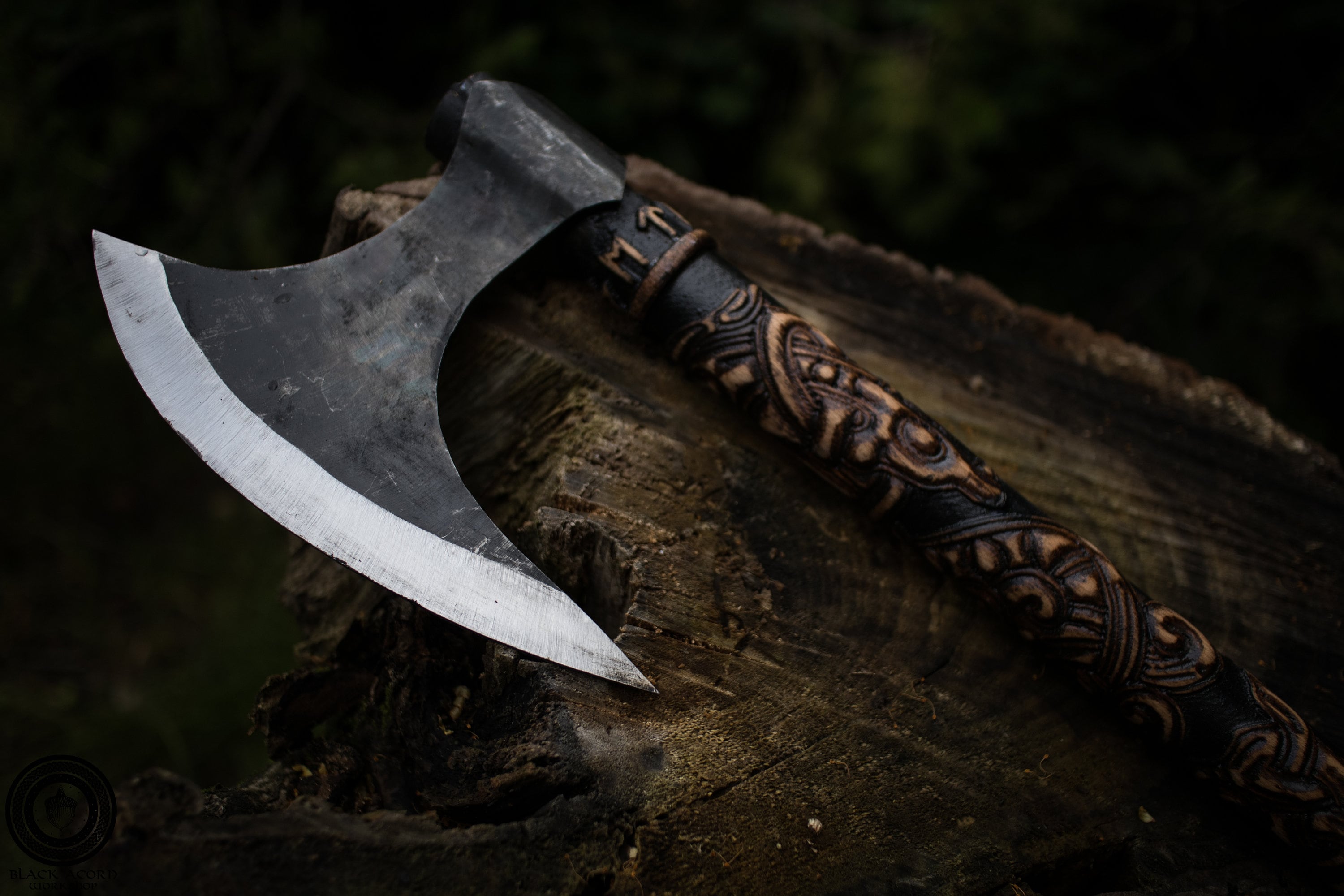 Viking Axe Norse Drake Two Handed Ax Full 3D Relief Carved - Etsy