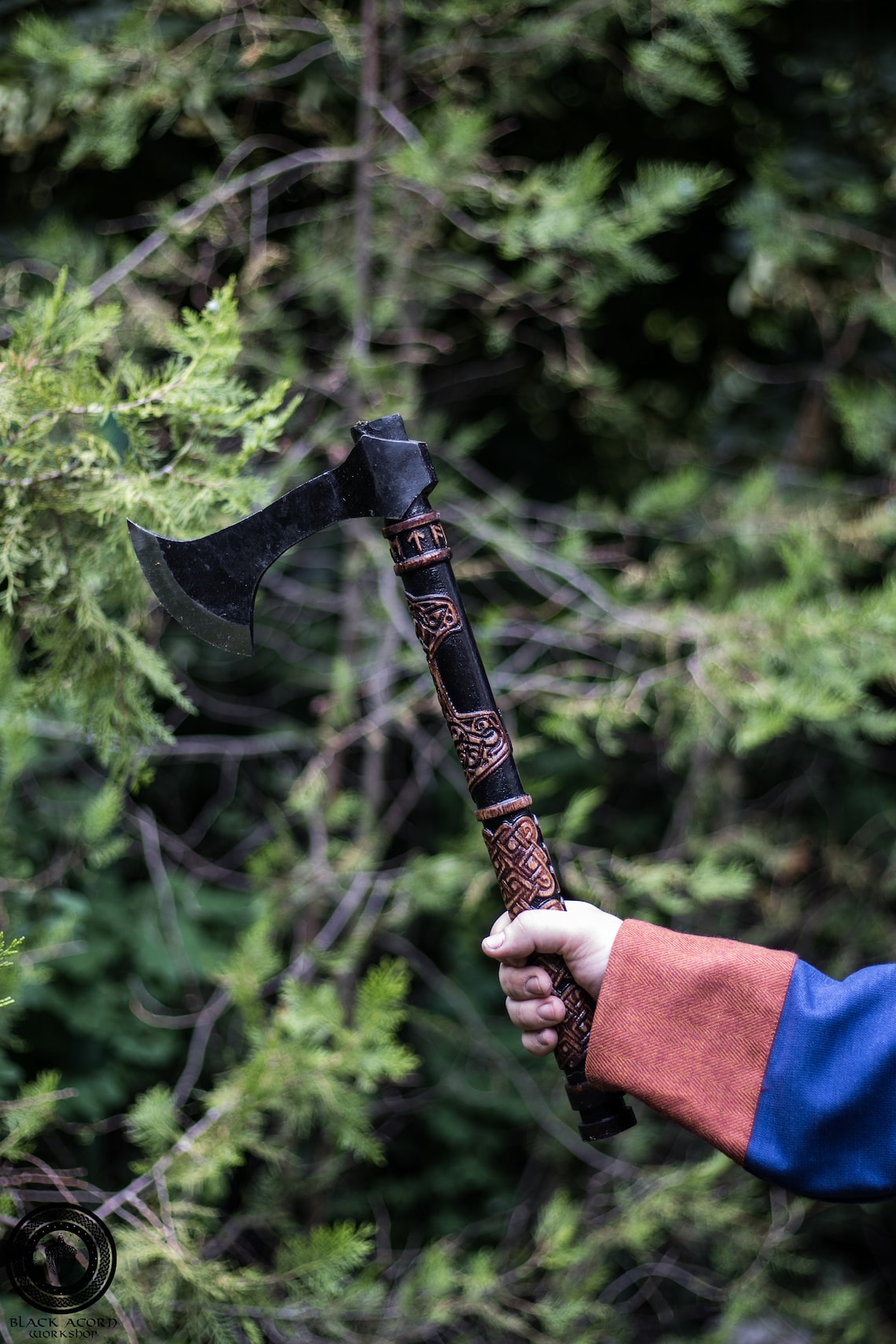 Viking Axe Thor's Mjolnir Francisca Ax With Full 3D Relief Carved ...