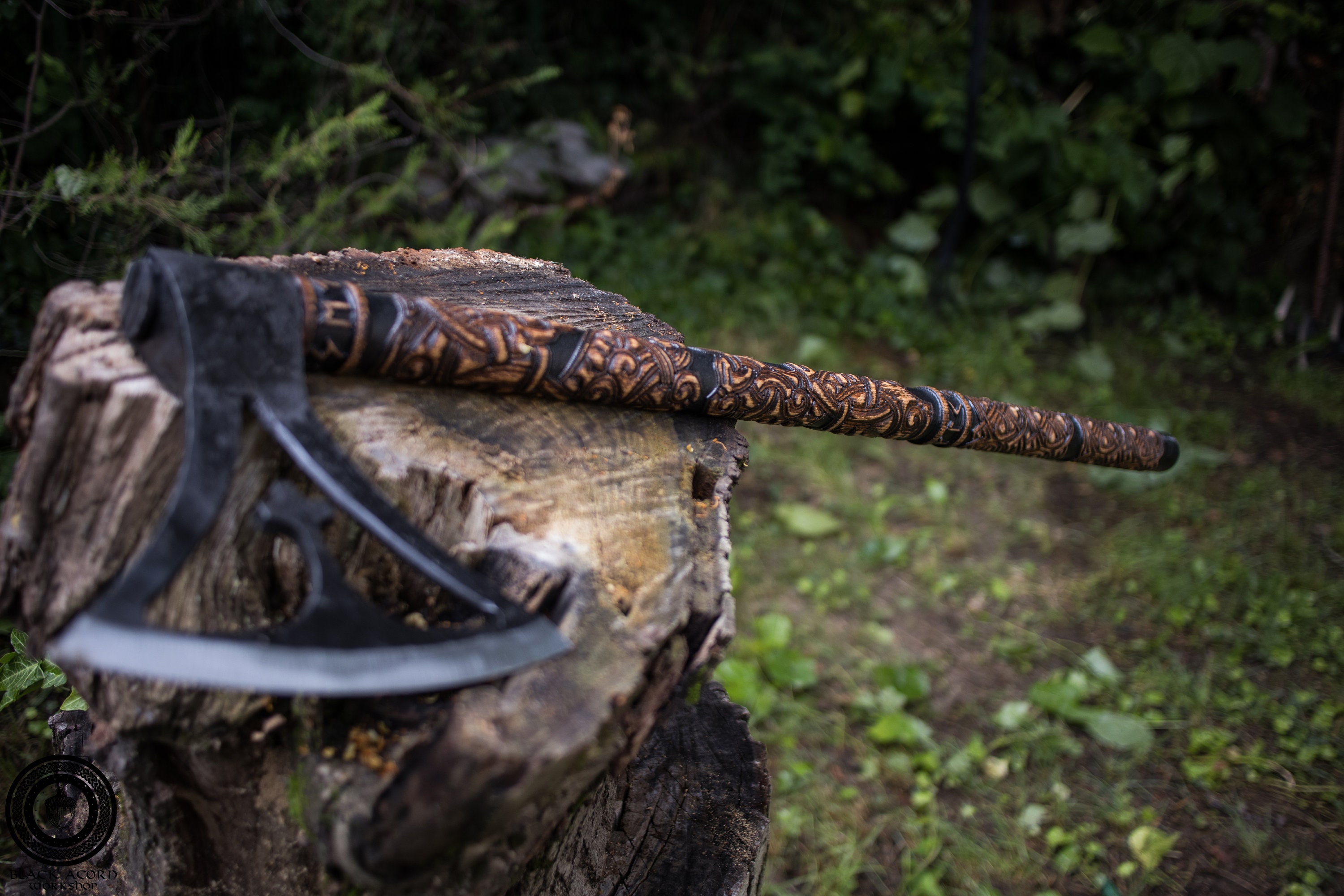 Viking Axe Gotland Norse Drake Two Handed Ax Full 3D Relief - Etsy