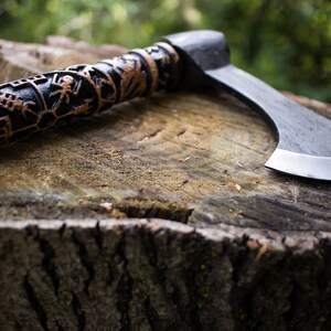 Viking Axe Vegvisir Francisca Ax With Full 3D Relief Carved Handle - Etsy