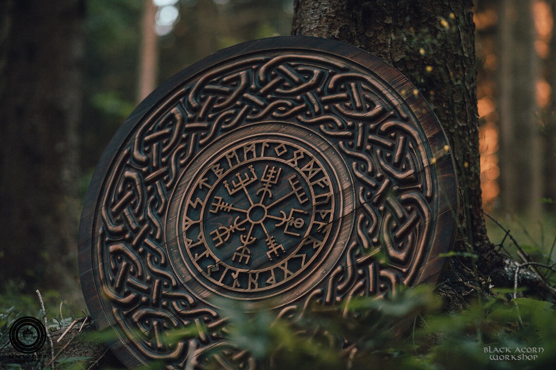Viking Shield Vegvisirviking Wall Decorwood Wall - Etsy
